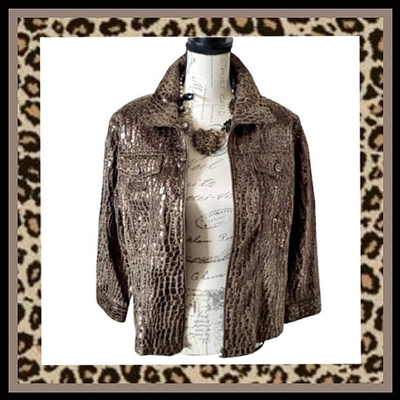 Ruby Rd. | Jackets & Coats | Ruby Rd Fuzzy Olive Croc Zip Front Jacket ...